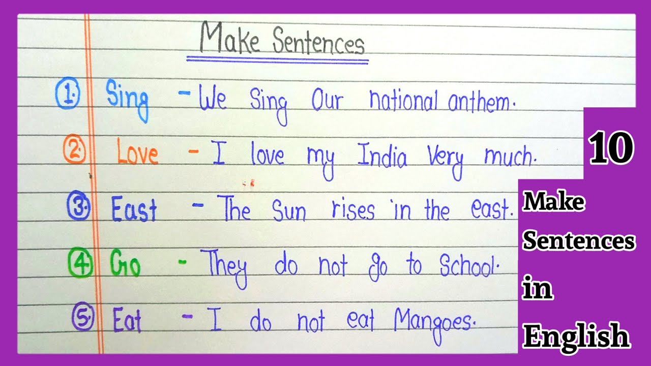 Make sentences in English From 10 words || How to make sentences ...