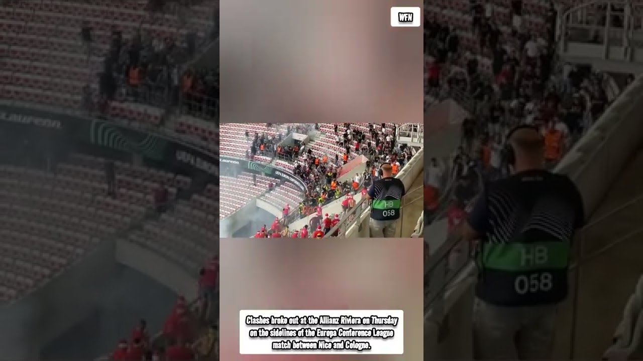 OGC Nice vs FC Cologne match postponed due to fans clashing inside the ...