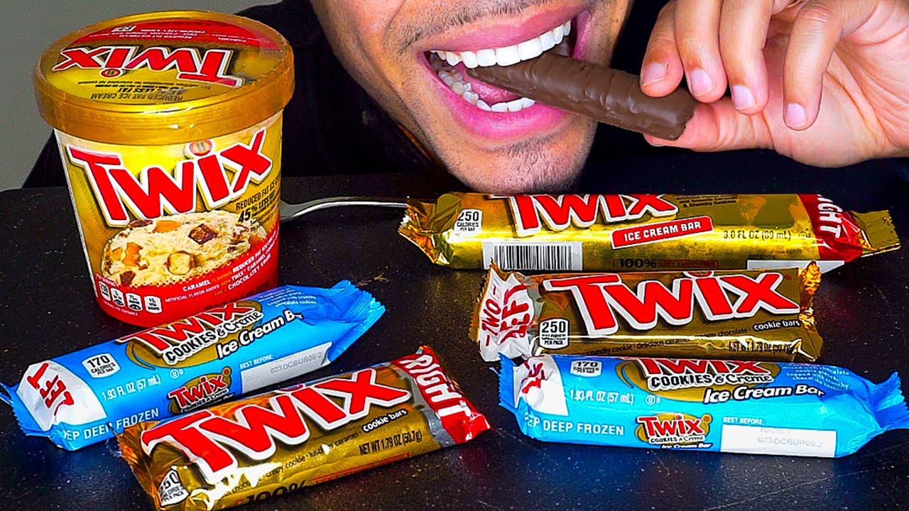 ASMR TWIX ICE CREAM COOKIES AND CREAM BARS (LEFT RIGHT) *CHOCOLATE ...