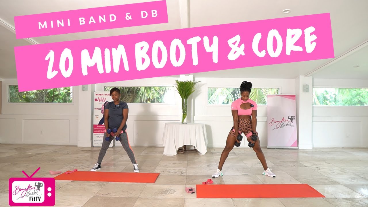 20 Minute Booty And Core Workout [ Mini Bands And Dumbbells] Youtube
