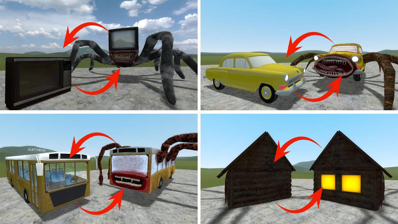 EVERYTHING TURNED INTO MONSTERS: BUS EATER, TV EATER, CAR EATER VS ALL ...