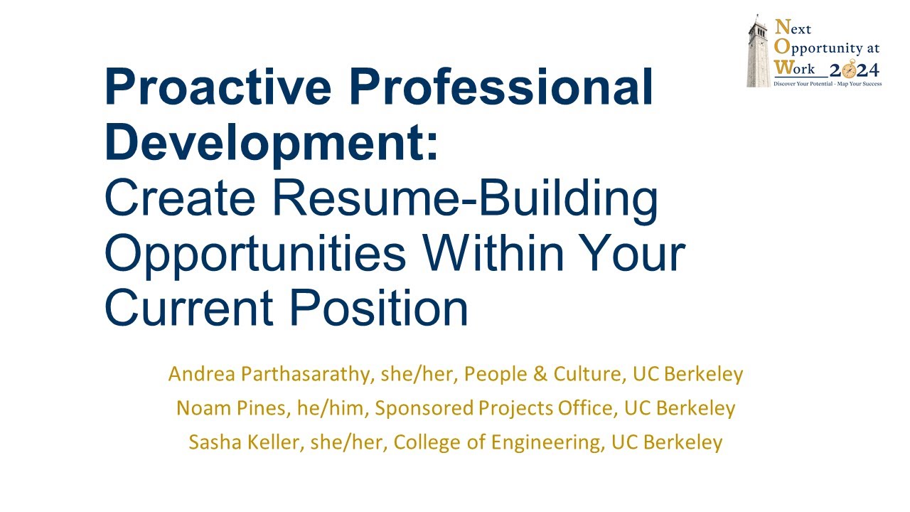 Proactive Professional Development: Create Resume-Building ...