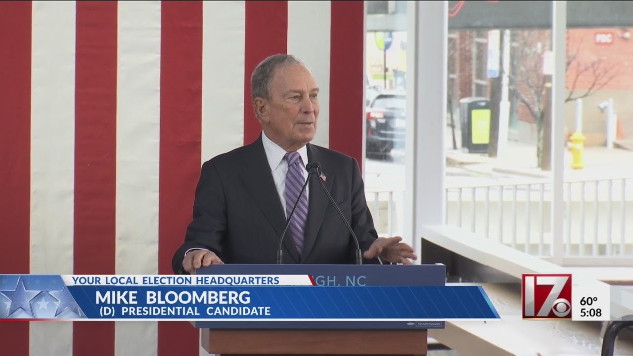 Mike Bloomberg makes campaign stop in downtown Raleigh - YouTube