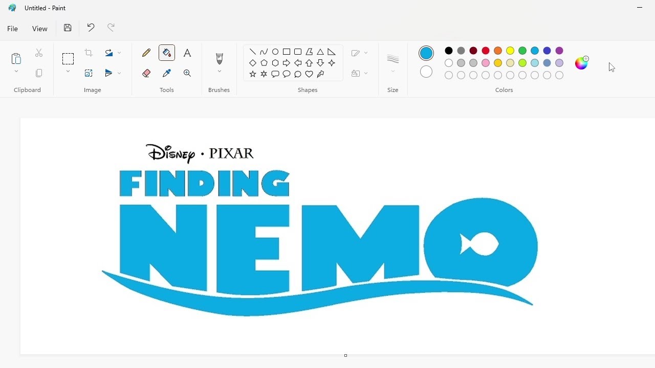 How to draw the Finding Nemo logo using MS Paint | How to draw on your ...