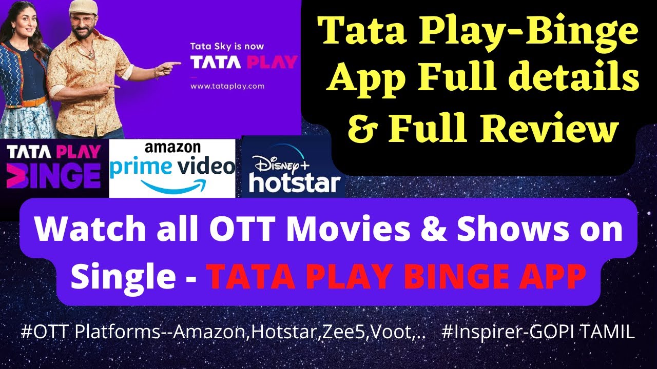Tata play Binge App Full Details | 12 OTT APPS in 1-TATA PLAY BINGE ...