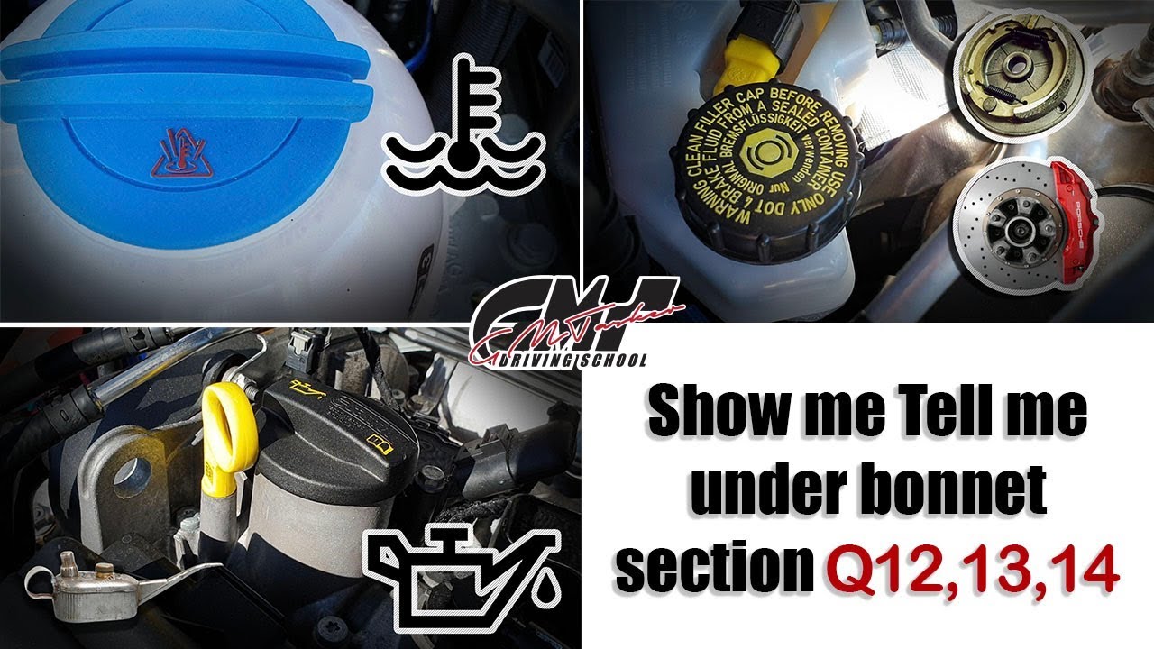 Uk driving test. Show me Tell me. Under bonnet section. - YouTube