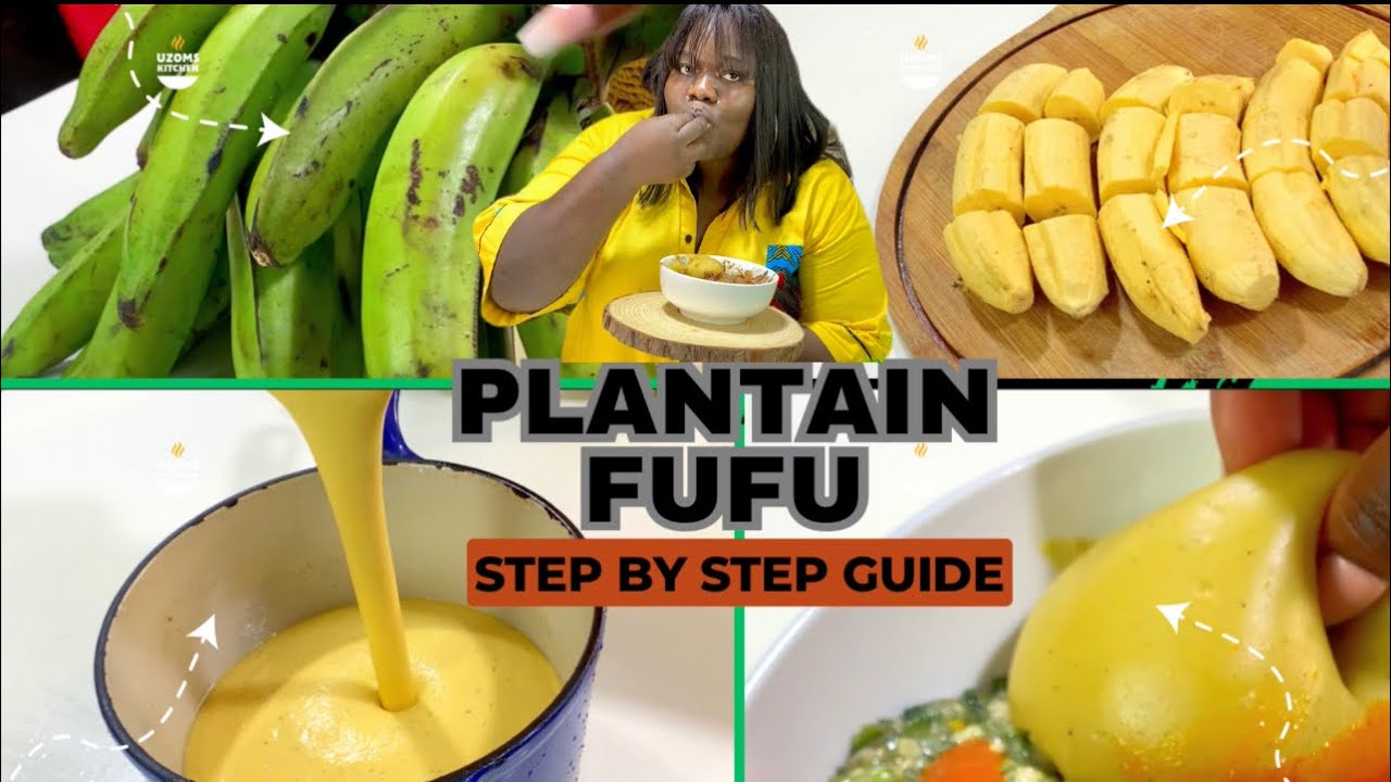 HOW TO MAKE FRESH GREEN PLANTAIN SWALLOW / FUFU / UZOMS KITHCEN - YouTube