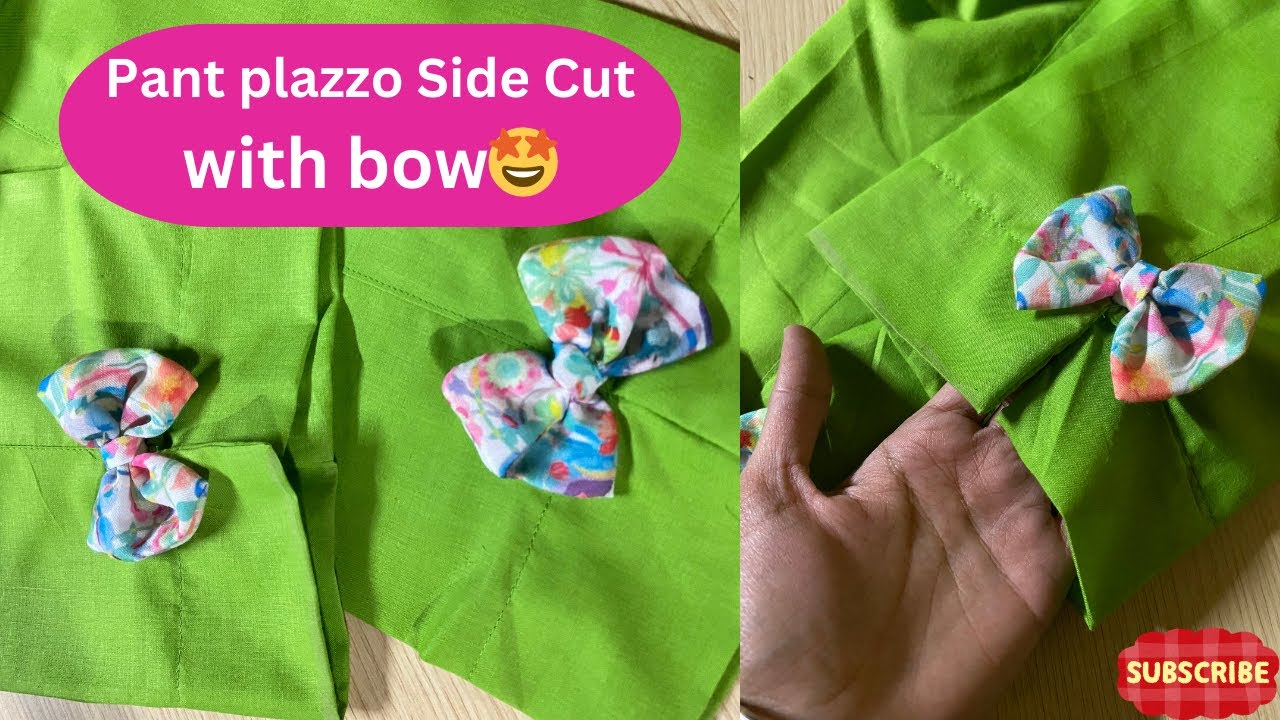 Pant Plazzo mein Side Cut with Bow Design| Pant Trouser Bow Design ...