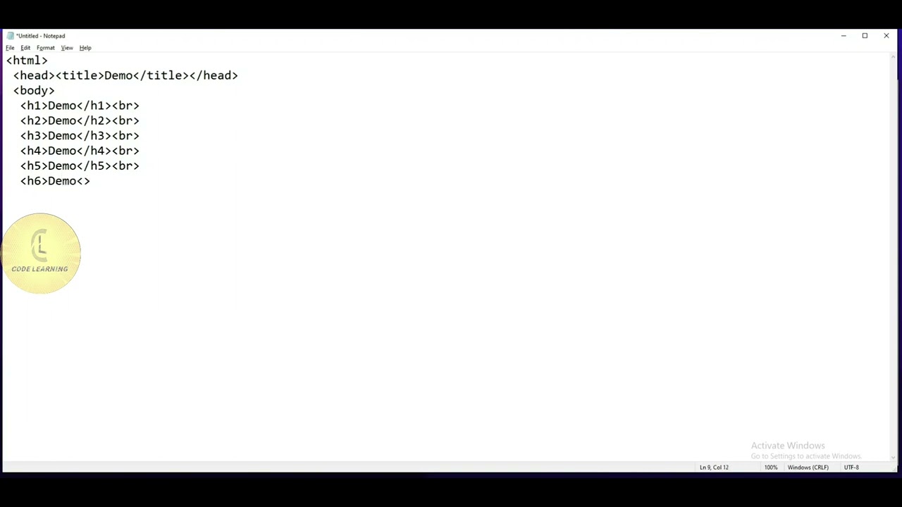 Html And Css Hn Tag Codelearning Youtube 8577