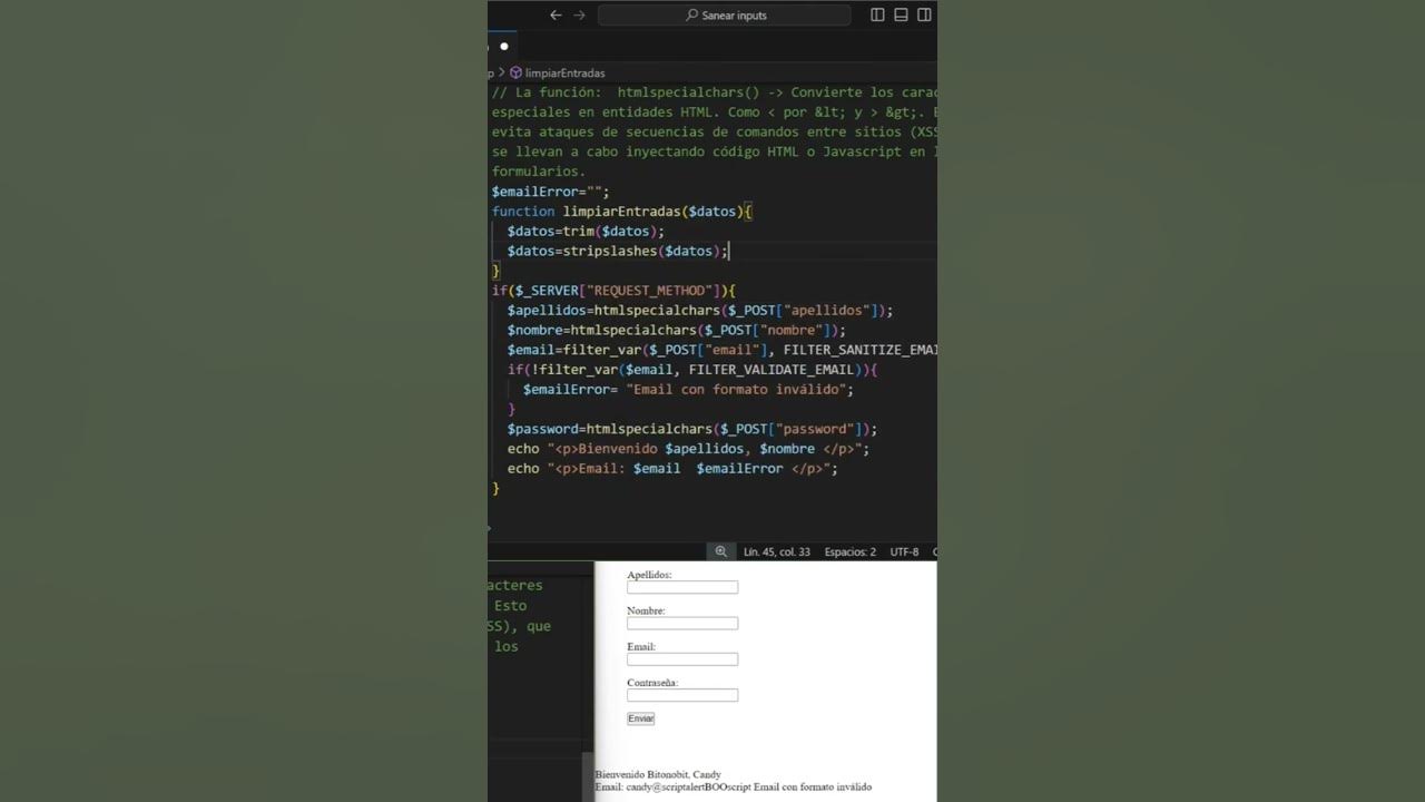 Crea tu propia función para validar las entradas del formulario #php #coding #desarrolloweb ...