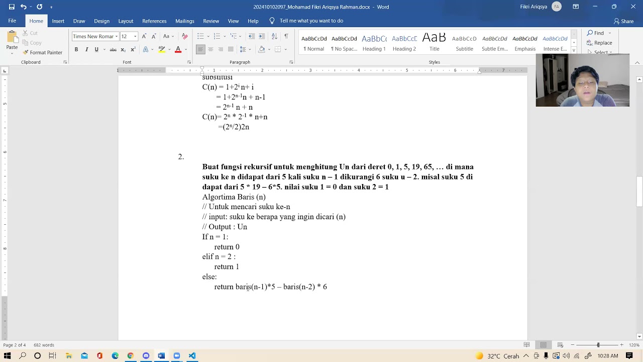 DESAIN ANALISIS ALGORITMA || ANALISA ALGORITMA REKURSIF - YouTube