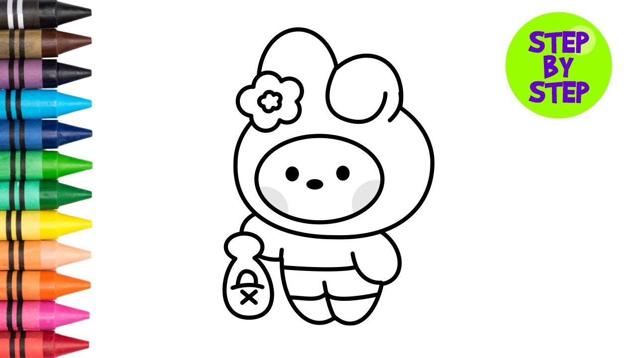 How to draw the Cooky BT21 - 2 easy - YouTube