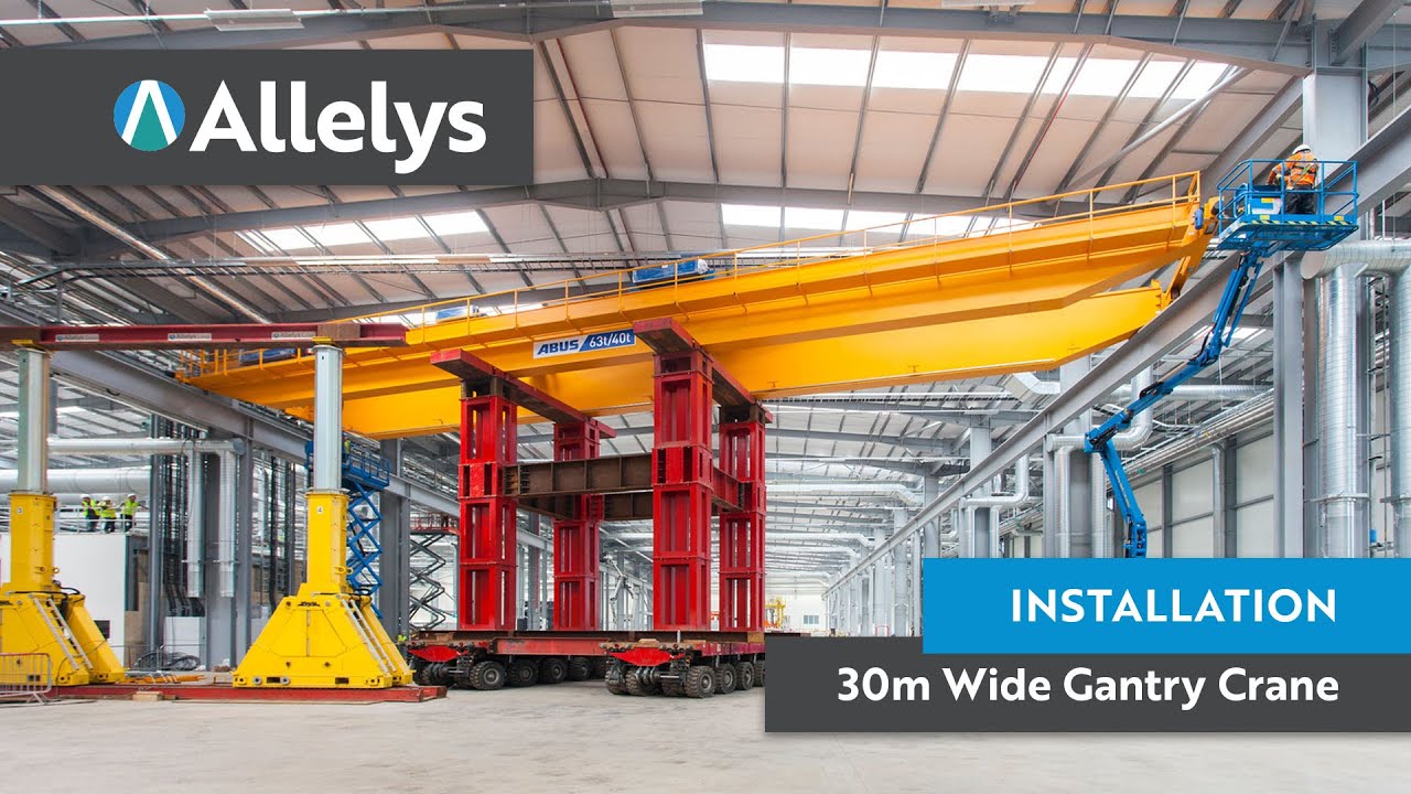 Factory installation of 30m wide Gantry Cranes Telford - YouTube