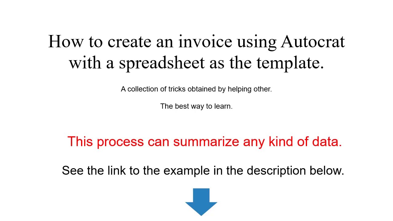 Summarize multiple items in Autocrat using a spreadsheet as the ...