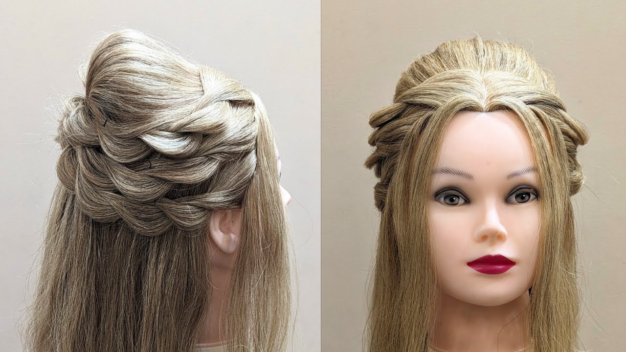 Easy & quick openhairstyle with puff and front variation | Hairstyle for reception party - YouTube