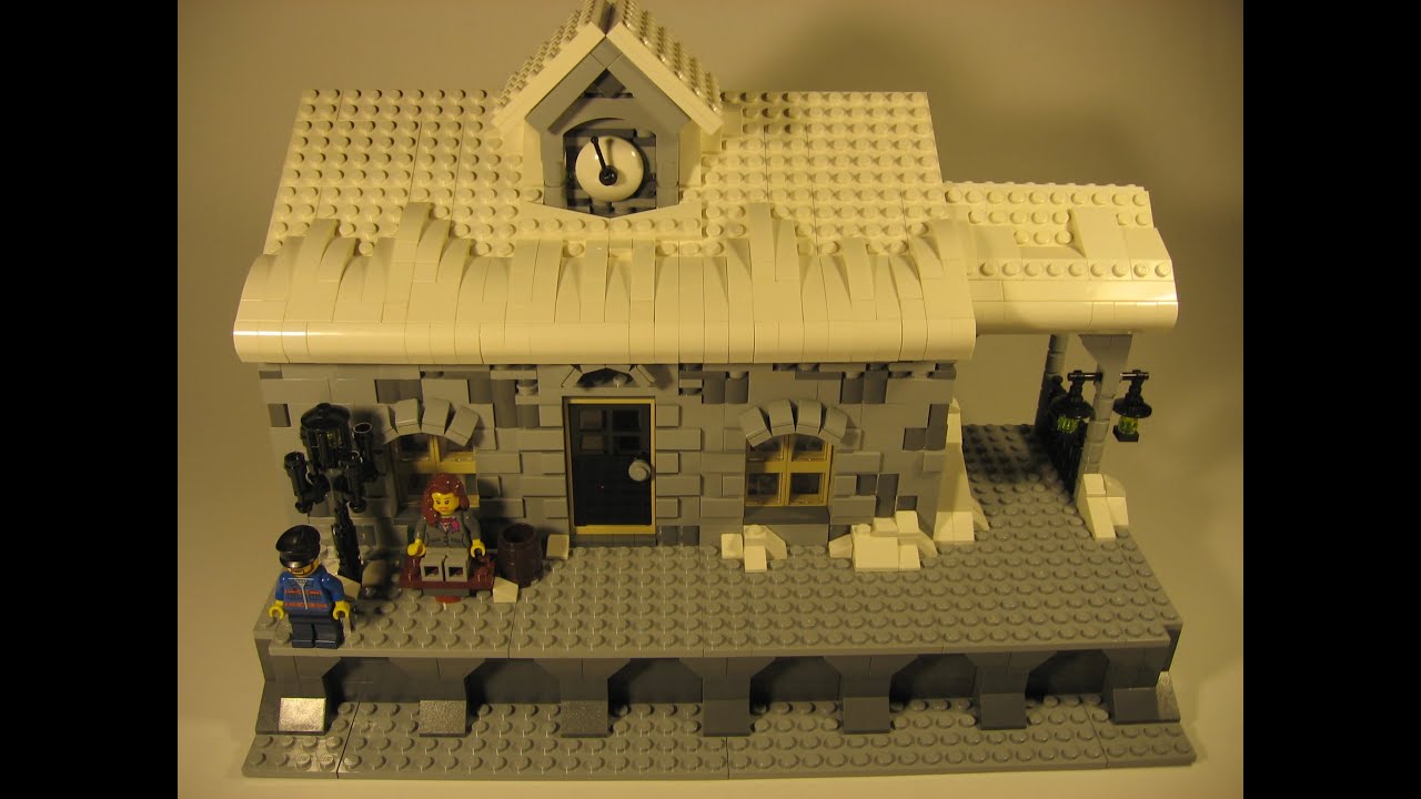 LEGO custom winter train station and fun too ( MOC ) - YouTube