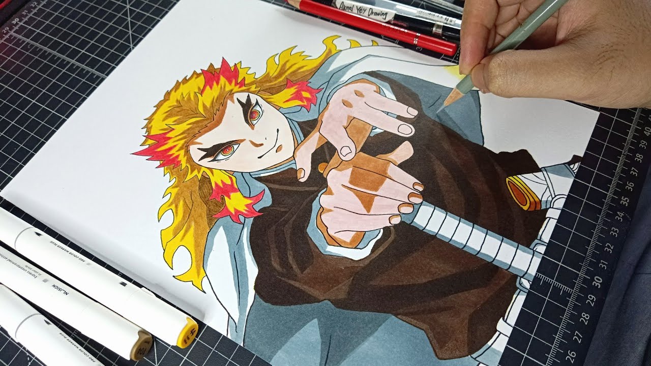 How To Draw Rengoku Kyojuro - Step By Step (Tutorial) - Demon Slayer ...