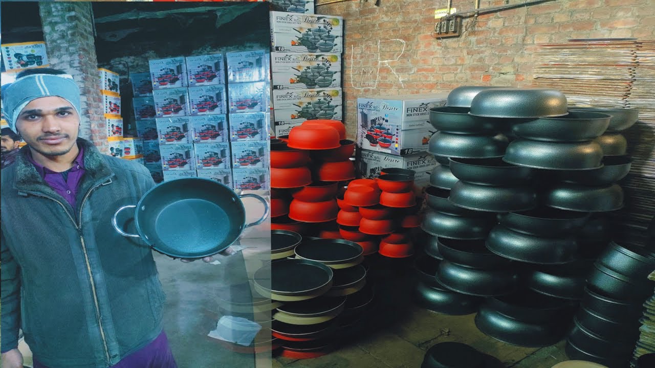 Making a non stick pan The Amazing Process in Factory Manufacturing ...