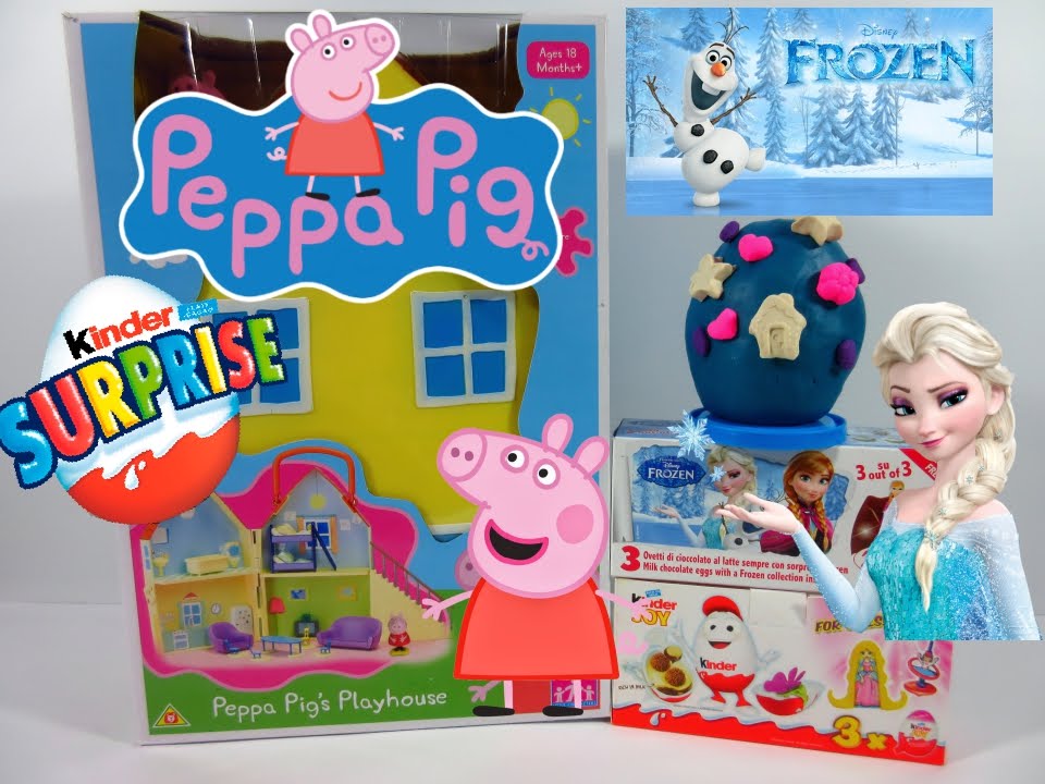 Peppa Pig Playhouse Frozen Disney Play doh Surprise Egg Elsa Anna ...
