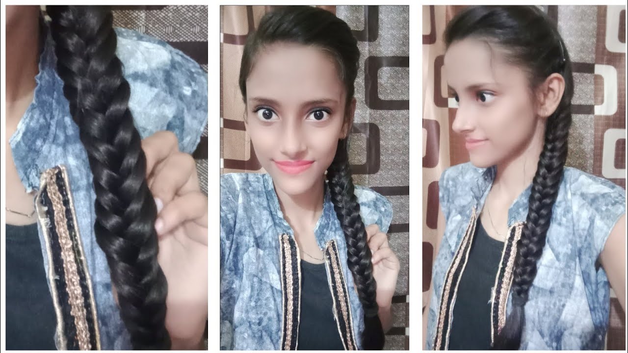 Side Thick Fishtail braid (खजुरी चोटी) Step by Step proces For School ...