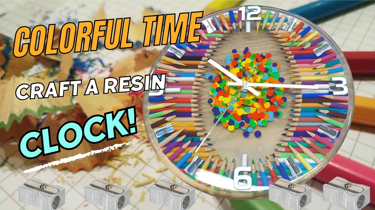DIY Handcrafted Epoxy Resin Clock with Colored Pencils - YouTube