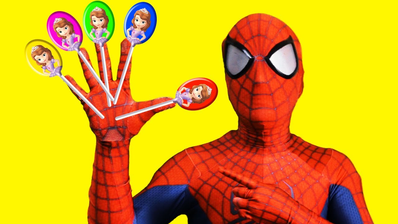 Sofia Lollipops Colors Learn Spiderman Finger Family Nursery Rhymes ...