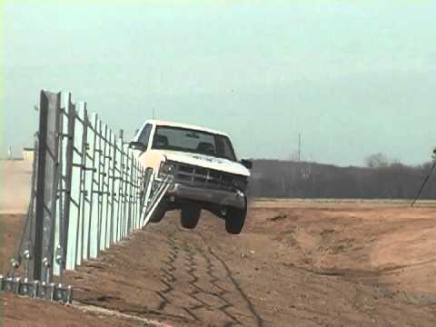 BCR4 Slope - Brifen Wire Crash Barrier Test (@ 101.4 Km/h) - YouTube