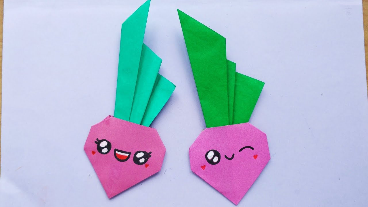 Origami beetroot| Easy Origami Vegetables DIY craft - YouTube