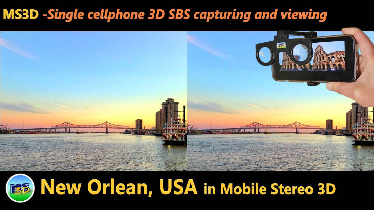 New Orleans, USA in VR/3D SBS (Captured by single cellphone using MS3D ...