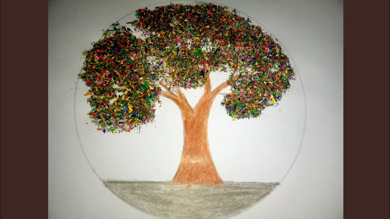 How to draw Tree with glue & dust. - YouTube