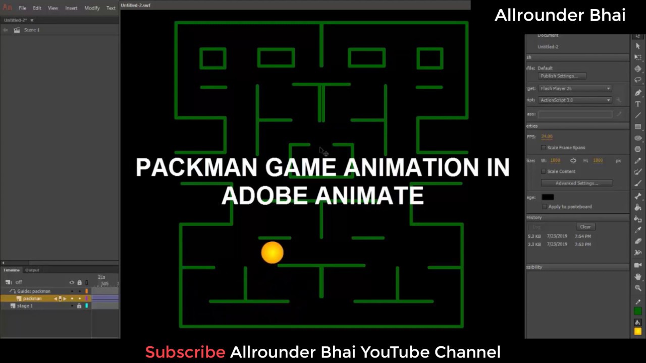 PAC MAN Game Animation in Adobe Animate | Adobe Flash | 2D Animation ...