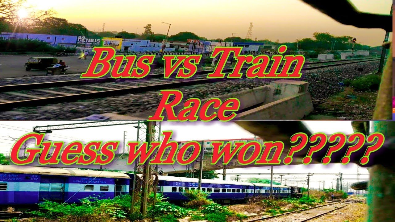 Bus Vs Train Race .... Tell who will win?????? - YouTube