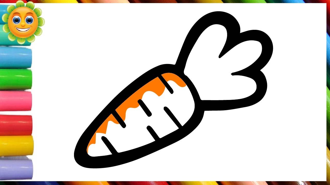 Easy Cute Carrot Drawing,Painting and Coloring for Kids & Toddlers ...