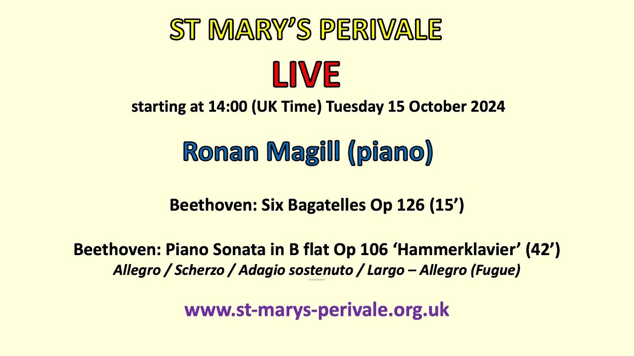 St Mary's Perivale LIVE : Ronan Magill (piano) - YouTube