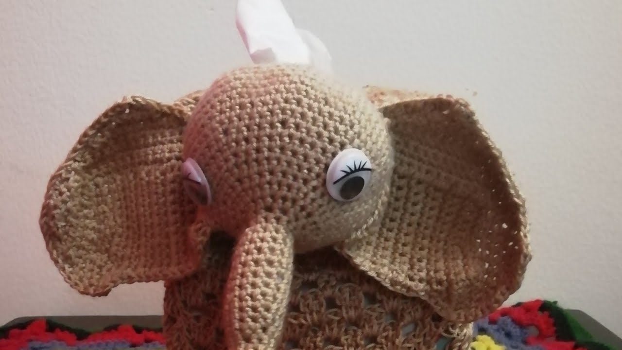 Crochet elephant tissue box cover Part 3 - YouTube