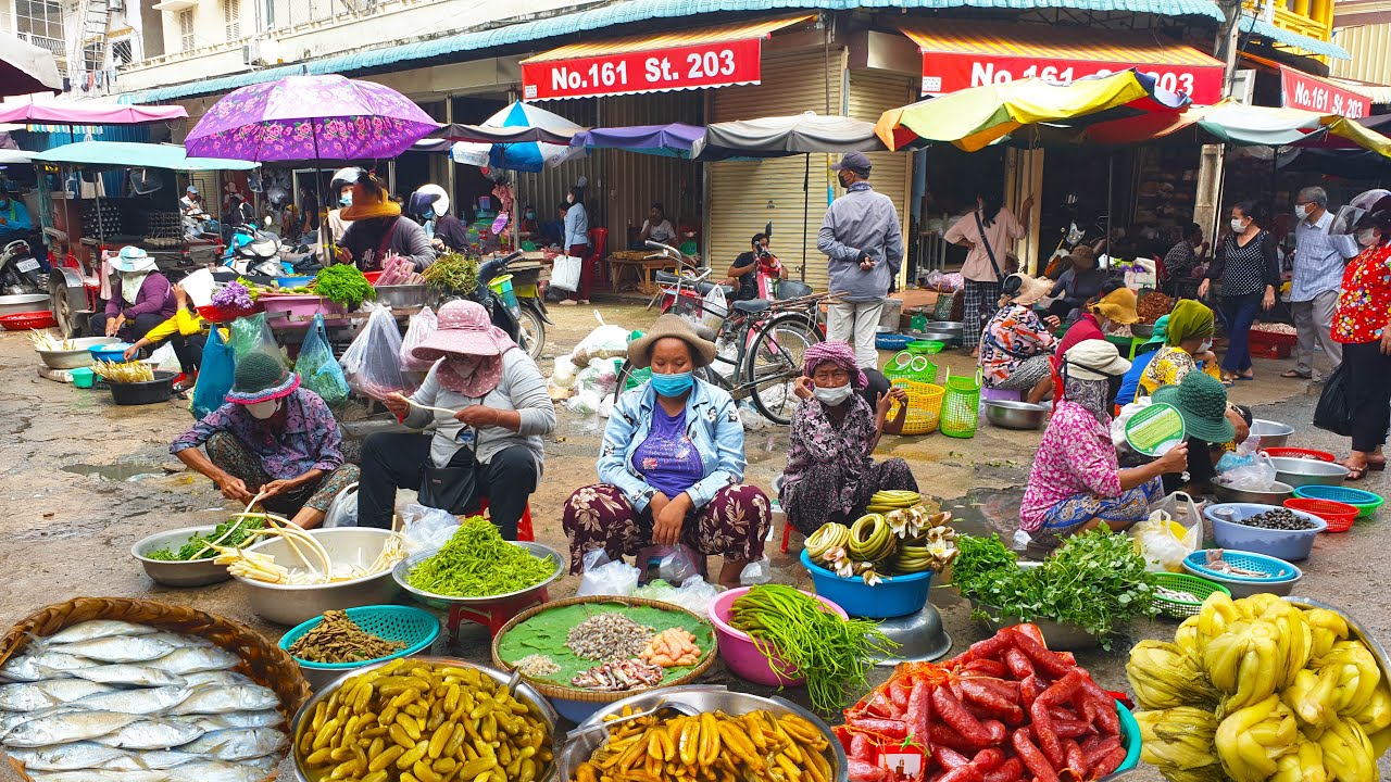 Cambodian Wet Market @ Old Takhmao Market - Morning Market Food Show ...