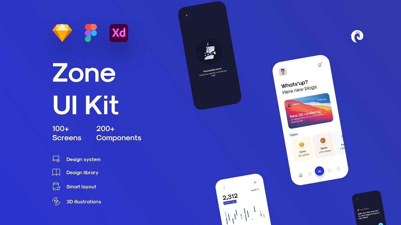 Zone UI kit ― 100+ screens article & blog app UI Kit - YouTube