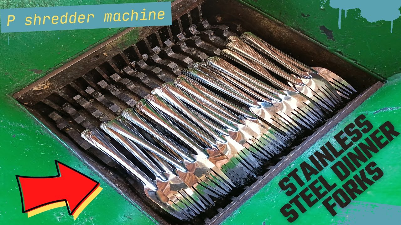 Stainless Steel Dinner Forks Vs Fast Shredder Machine - YouTube