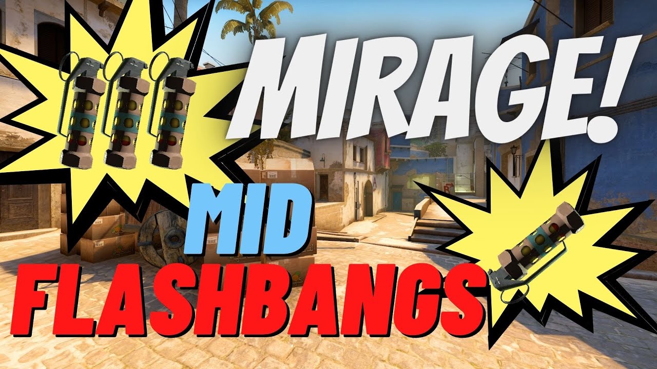 CS:GO mirage 3 efficient mid flashbangs!!! Simple lineups!!! - YouTube