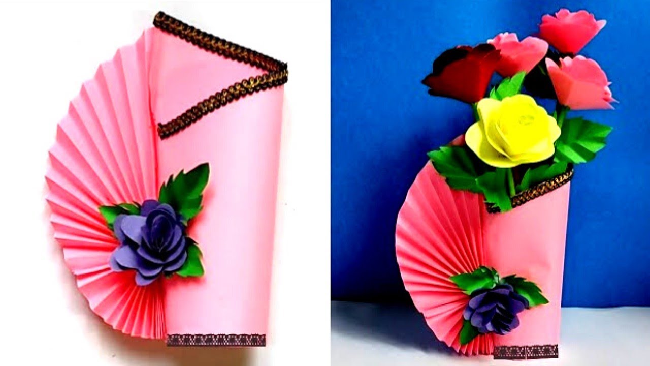 easy flower pot making with paper/how to make paper flower pot/DIY ...
