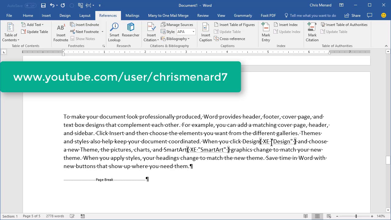 Build An Index In Word Using A Concordance File By Chris Menard YouTube Build An Index In Word Using A Concordance File By Chris Menard YouTube