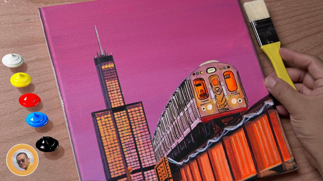 The Subway in the Early morning/Acrylic Painting for Beginners/Step by ...