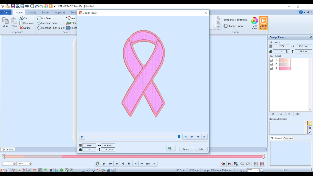 PREMIER+ 2: Adding Fabric to an existing applique design - YouTube