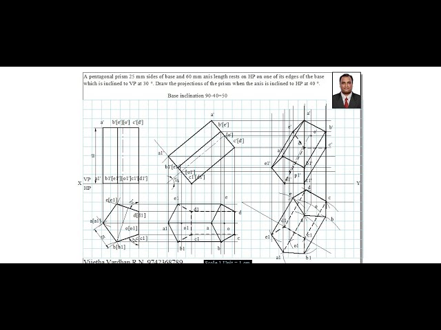 Projection Of Pentagonal Prism Solids 4th Lect Youtube Drawing