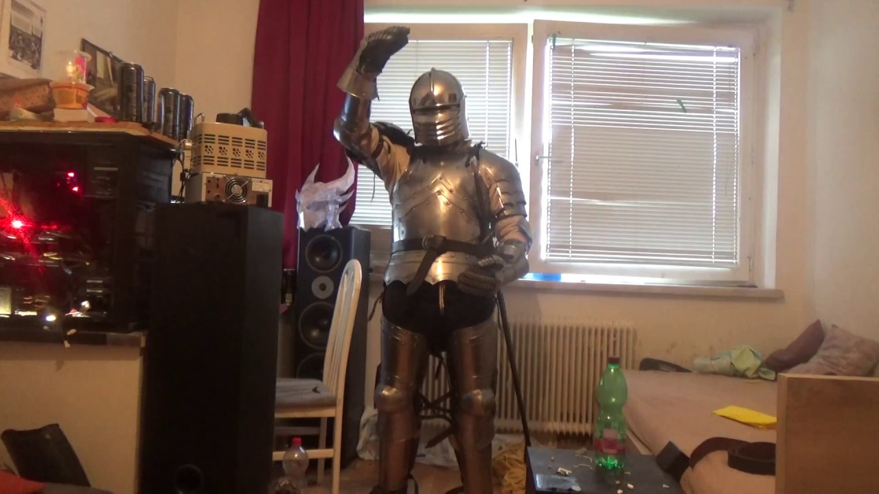 Putting on and talking about my full plate armor - YouTube