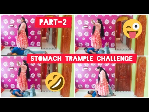 stomach trample & chest & back side trample challenge video ||🤪||husband & wife|| part-2||🤣🤣😁😁||