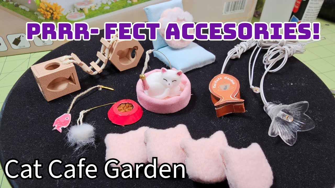 Cat Cafe Garden, mini Cat toys and furniture! #miniature #dollhouse # ...