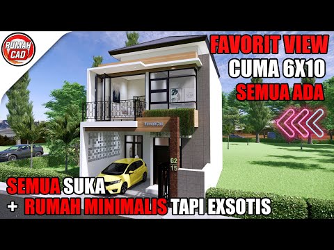 Desain Rumah Minimalis 6X10 2 Lantai dengan Dapur Terbuka 3 Kamar Tidur