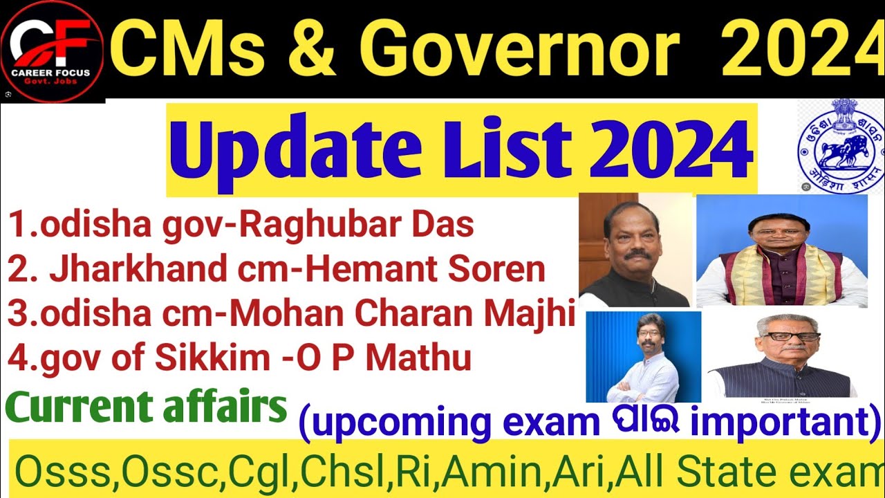 #CMs & Governor of All State of India #Update list' 2024#Important for ...