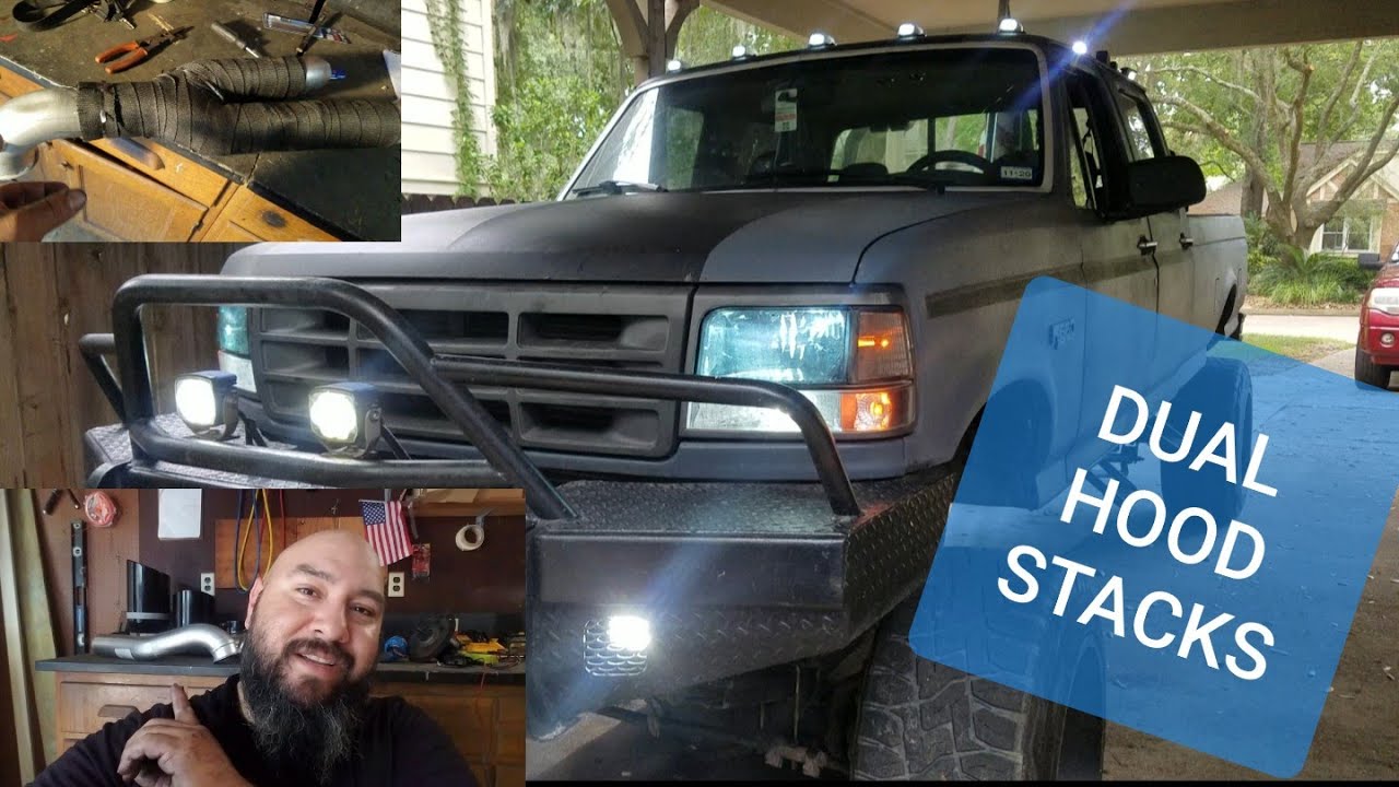 OBS Ford F350 Dual Hood Stacks!!! - YouTube